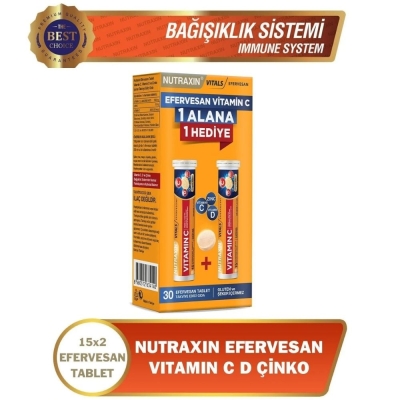 Nutraxin Vitamin CD Zinc 15 Efervesan Tablet İkili Kofre