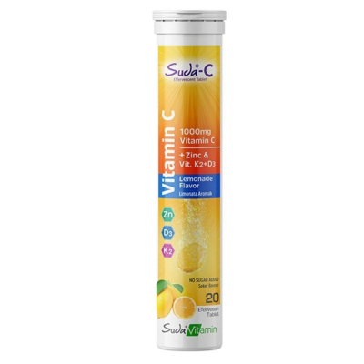 Suda Vitamin C Vitamin C Limonata Aromalı 20 Efervesan Tablet